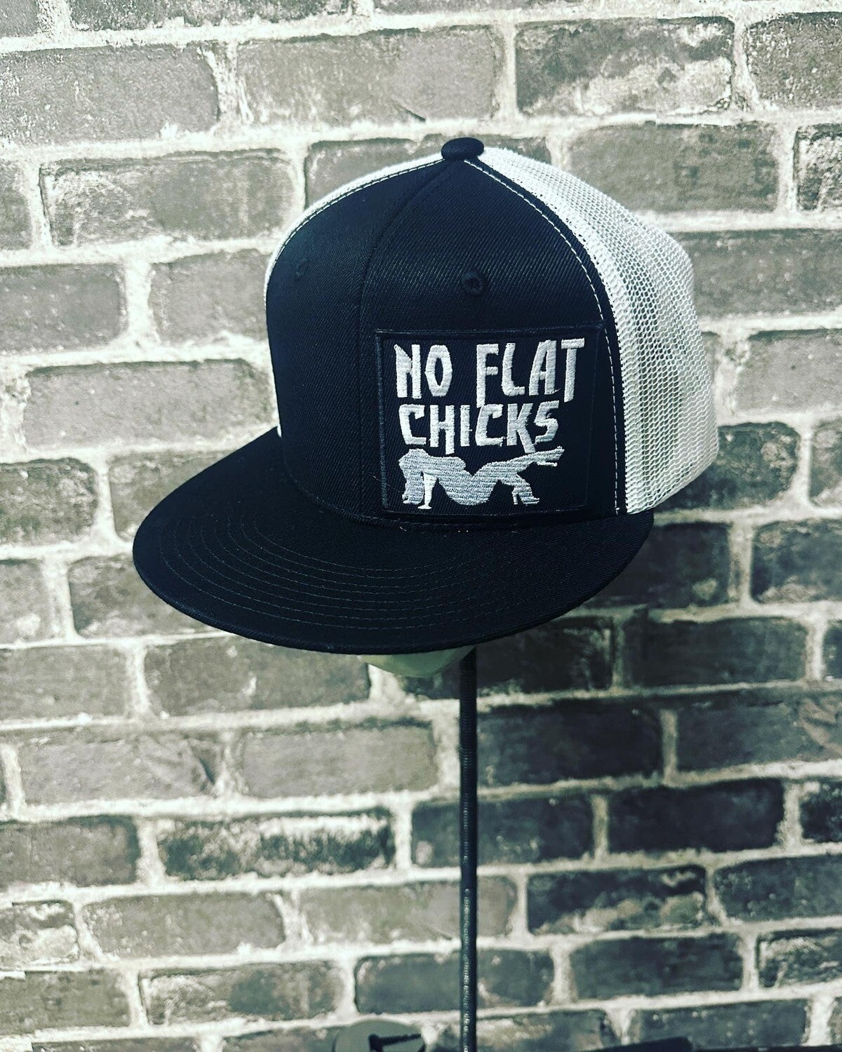 NO FLAT CHICKS - PATCH - BLACK WITH WHITE MESH BACK- SNAP BACK