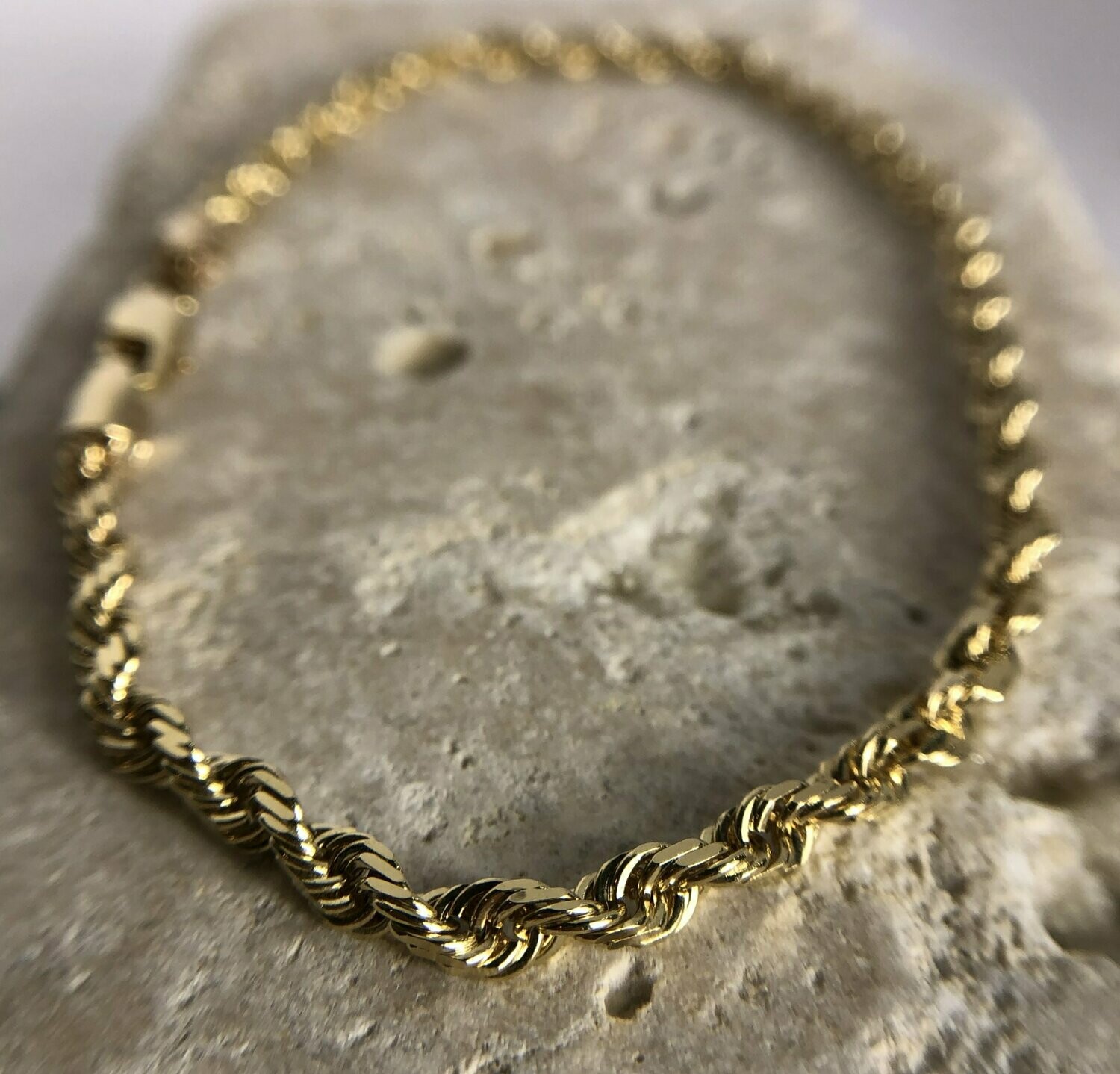 CA616 14k Yellow Gold Solid Rope Bracelet