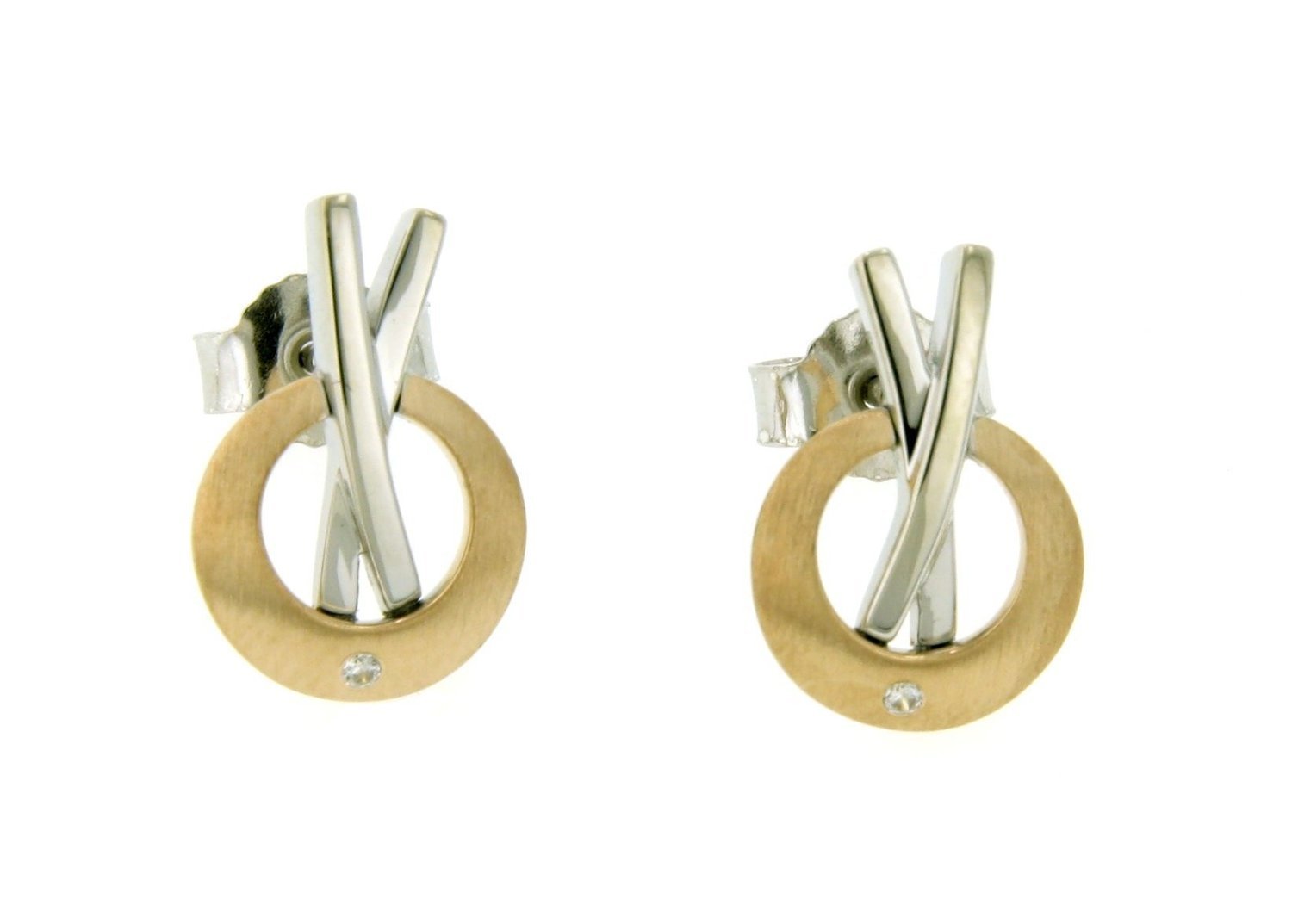 Breuning 01/05547-7 Sterling Silver Earrings with Rose Gold Plating and ...