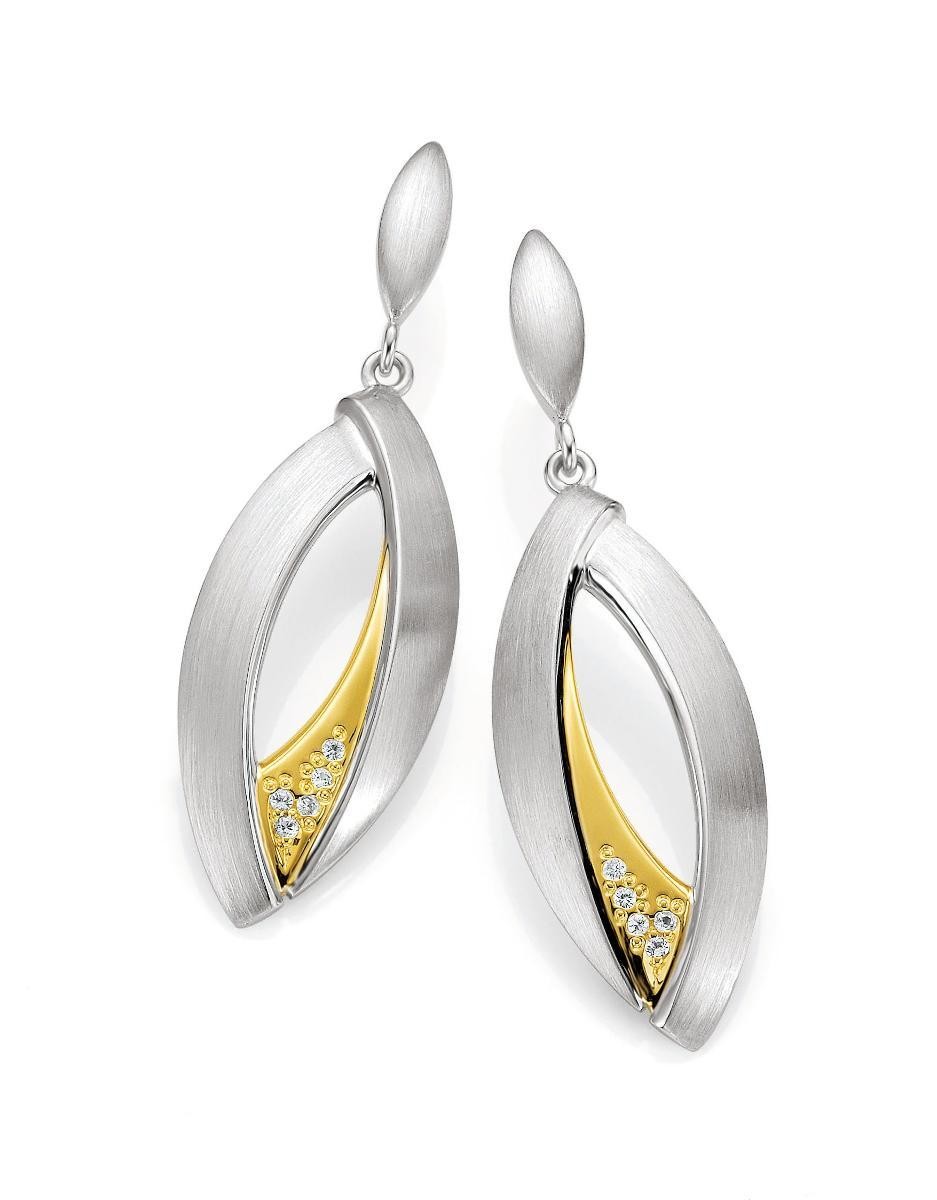 Breuning 12/01987-0 Two-Toned Earrings with White Sapphires