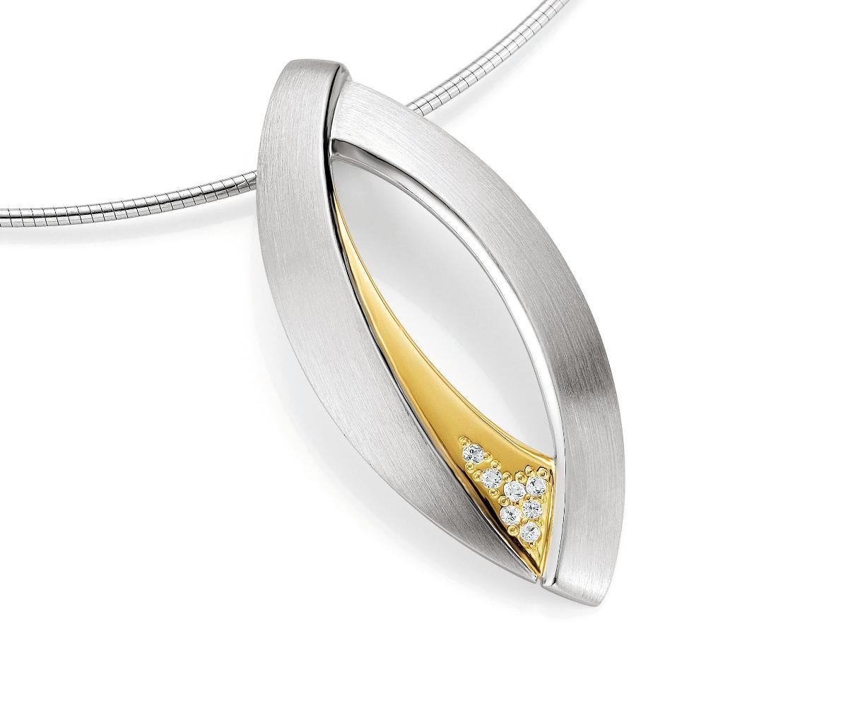 Breuning 32/03166-0 Silver/Yellow Gold Plated Pendant with White Sapphires