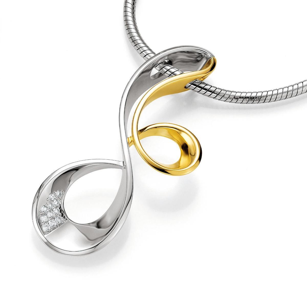 Breuning 32/03165 Silver & Yellow Gold Plated Pendant with White Sappires