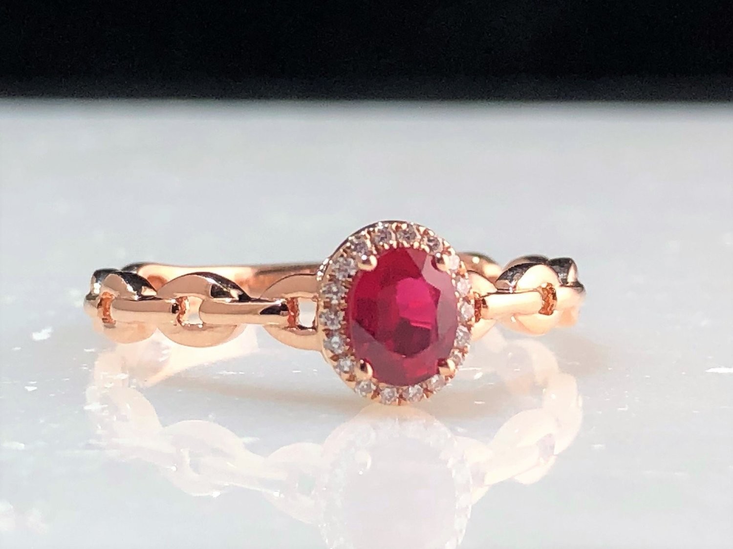 22982573 14k Rose Gold Ruby & Diamond Ring