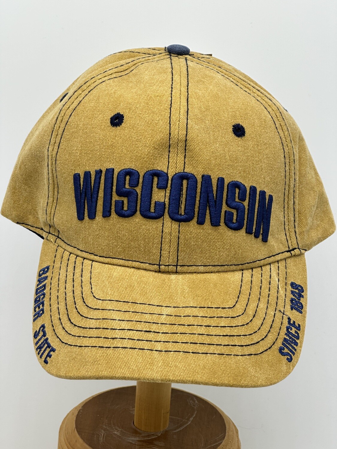 Baseball Cap Wisconsin Mustard Blue Thread