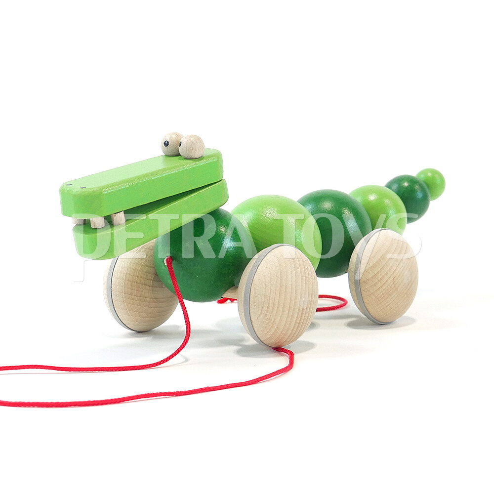 Wooden Wiggling Alligator Kids Pull-Along Toy