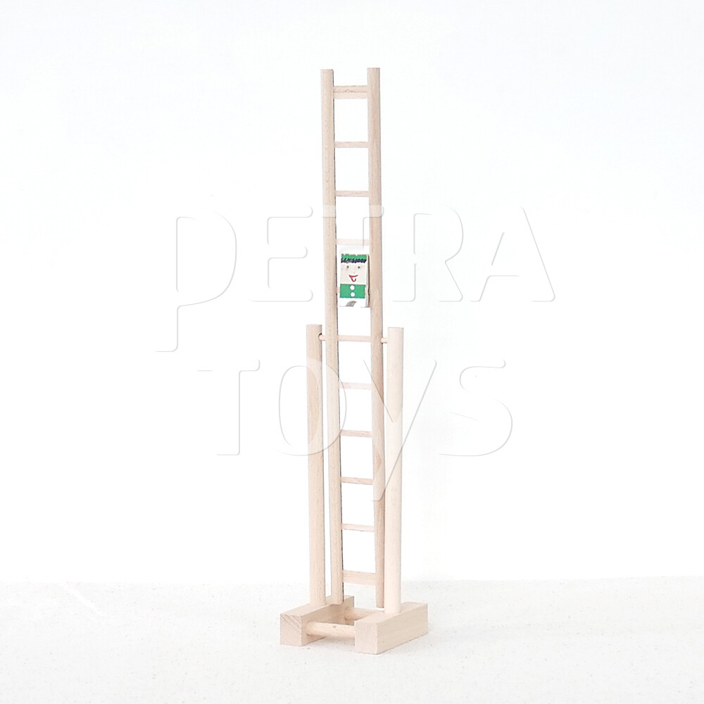 Wooden Clown on Rotary Ladder - Green