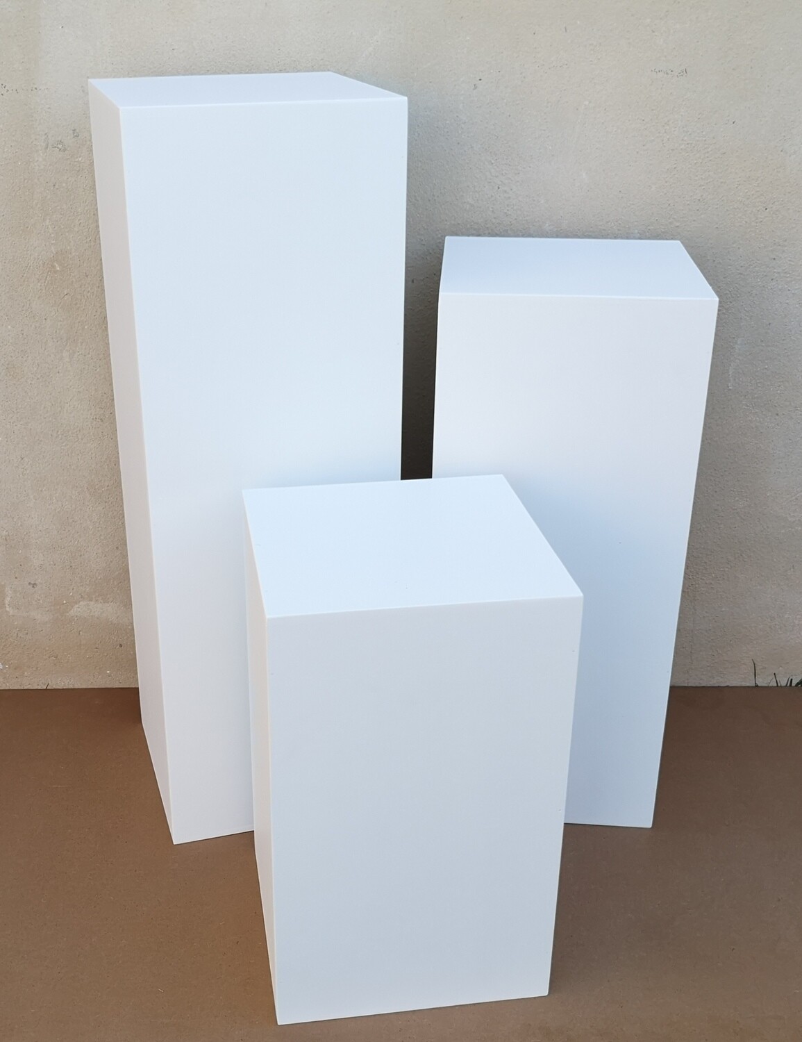 3 Piece White Wooden Plinth Set