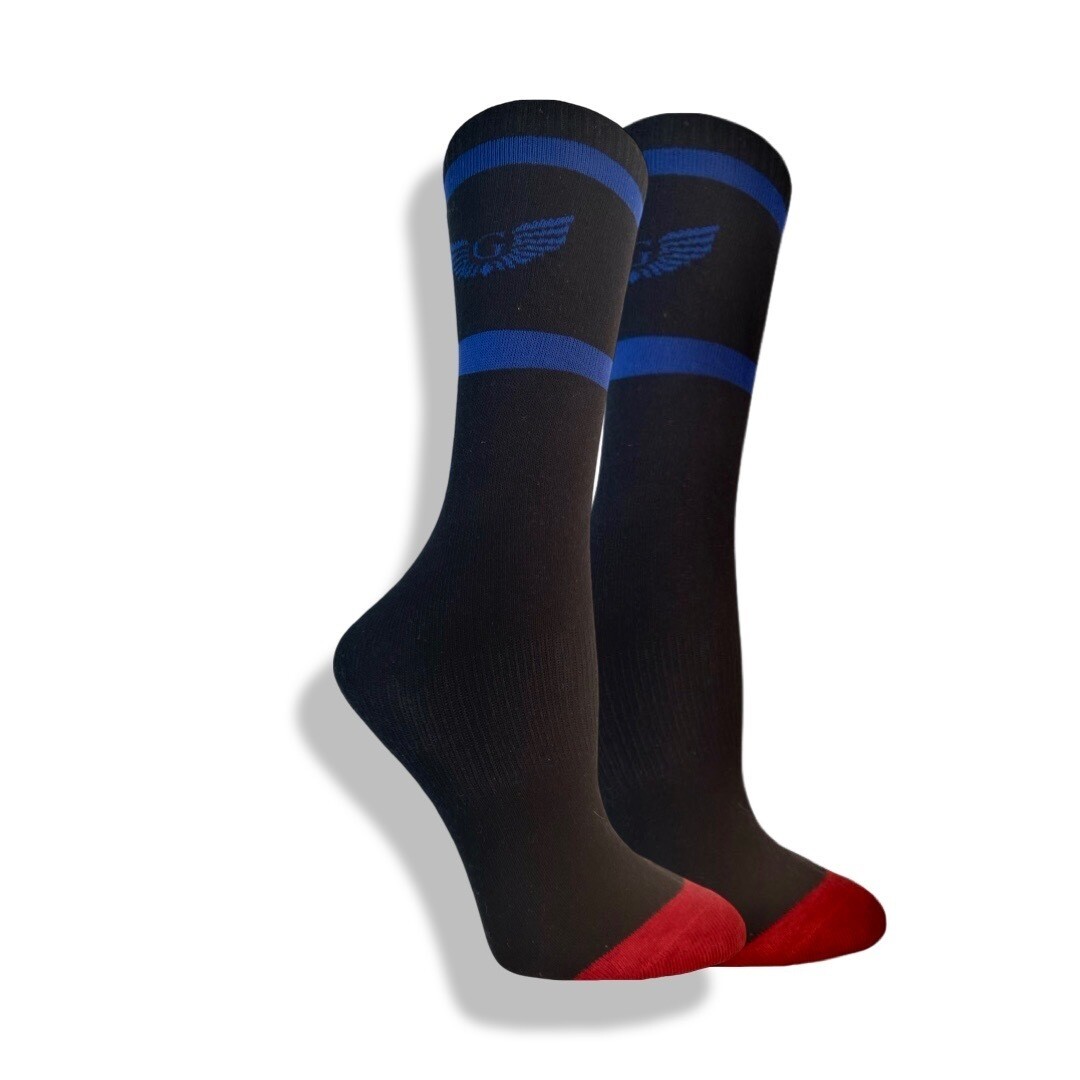 CREW BLACK, RED TOE SILICONE SOCKS WITH 2 mm THICK SOFT SILICONE OVER ...