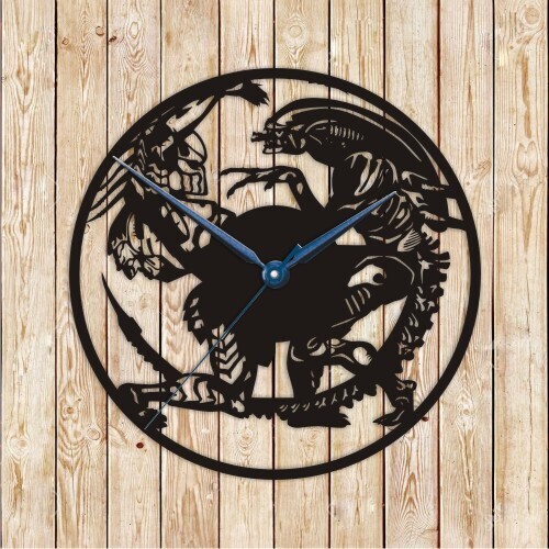 Alien vs Predator Clock Vector Cutting File