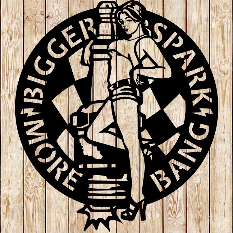 Bigger Spark More Bang - Spark Plug Girl Sign Cutting File