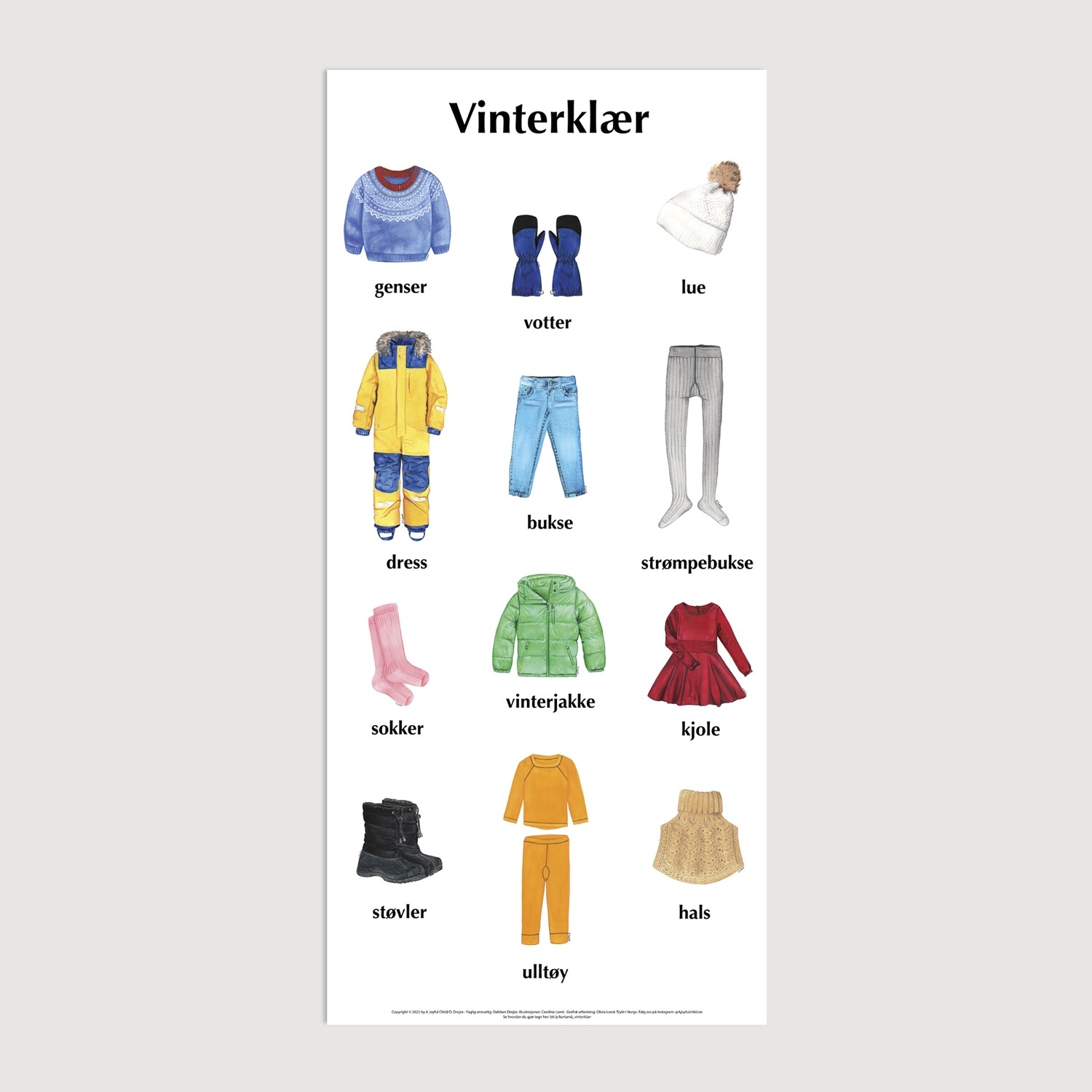 Plakat med vakre bilder - Vinterklær
