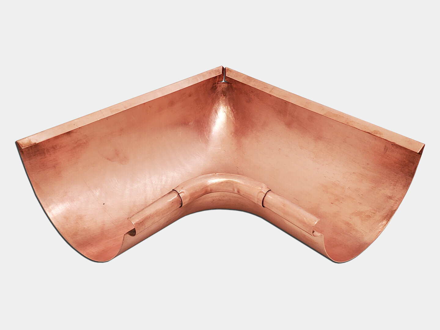 Seamless Half Round Gutter Inside Copper Miter