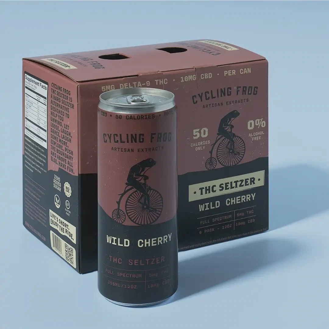 Cycling Frog: Wild Cherry THC + CBD Seltzer 6pck - Up Side - Nurse Wellness