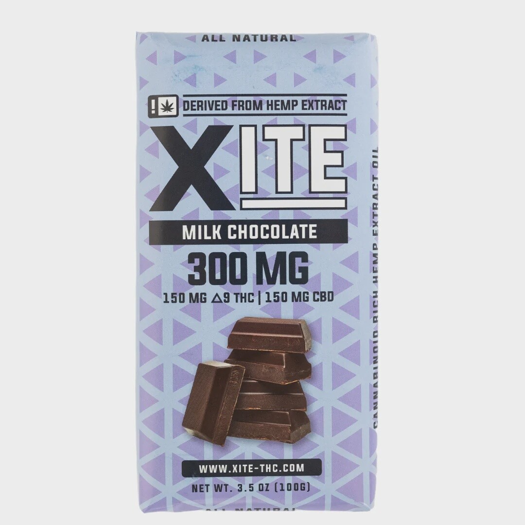 Xite: 300mg Milk Chocolate Bar 1/1 THC-CBD - The Terpene Trio: Sativa ...