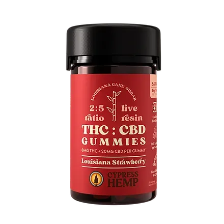 Cypress Hemp: Louisiana Strawberry Sativa 8mg THC & 20mg CBD Gummies ...