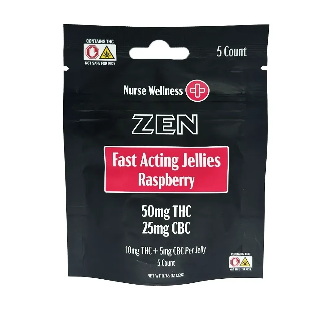 Nurse Wellness: 10mg Delta 9 THC + 5mg CBC Zen Raspberry 5ct Gummies ...