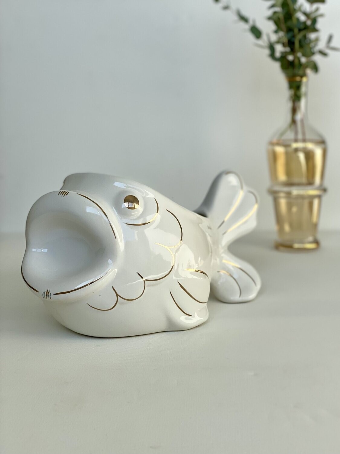 Cache pot poisson en porcelaine