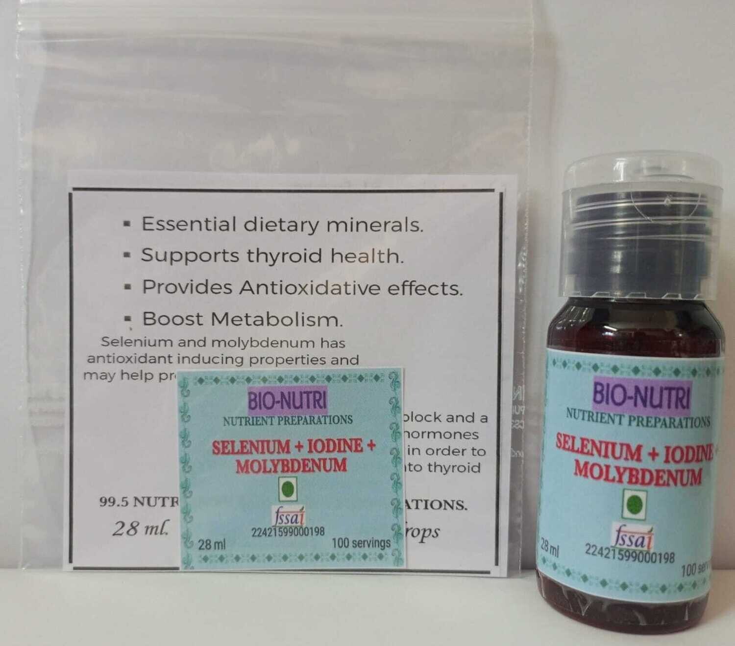 BIO-NUTRI SELENIUM + IODINE + MOLYBDENUM - 100 Servings - for thyroid ...