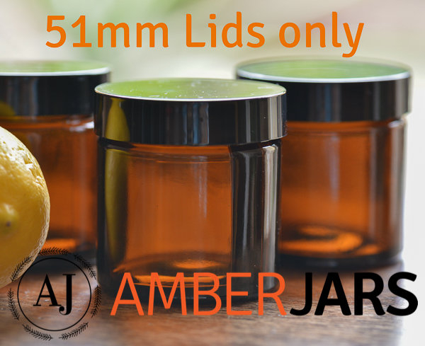 51mm Black ABS Wadded Lid for 60ml Jar - LIDS ONLY - Amber Glass Jars ...