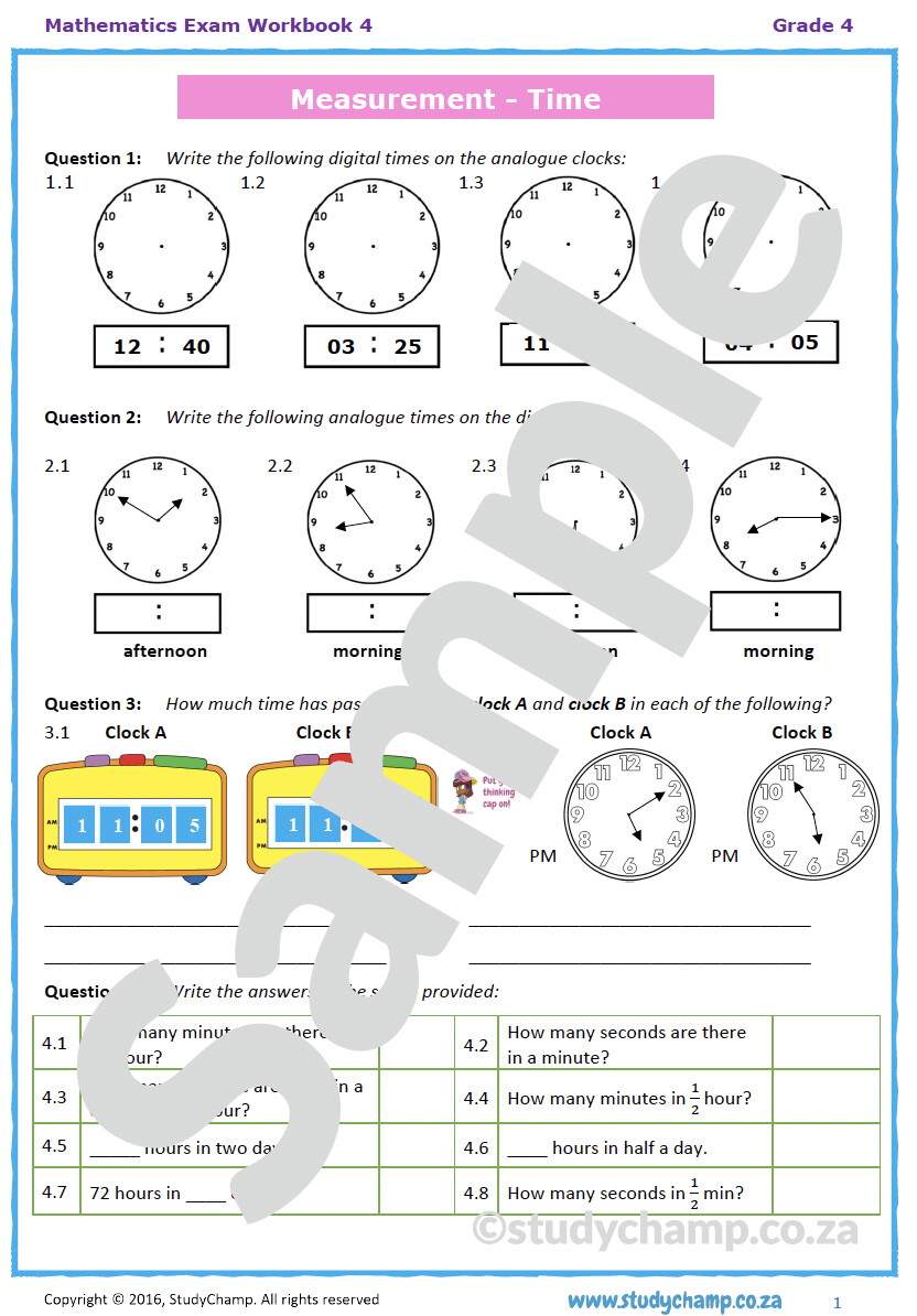 Grade 4 Maths Year-end Exam workbook 4: Measurements