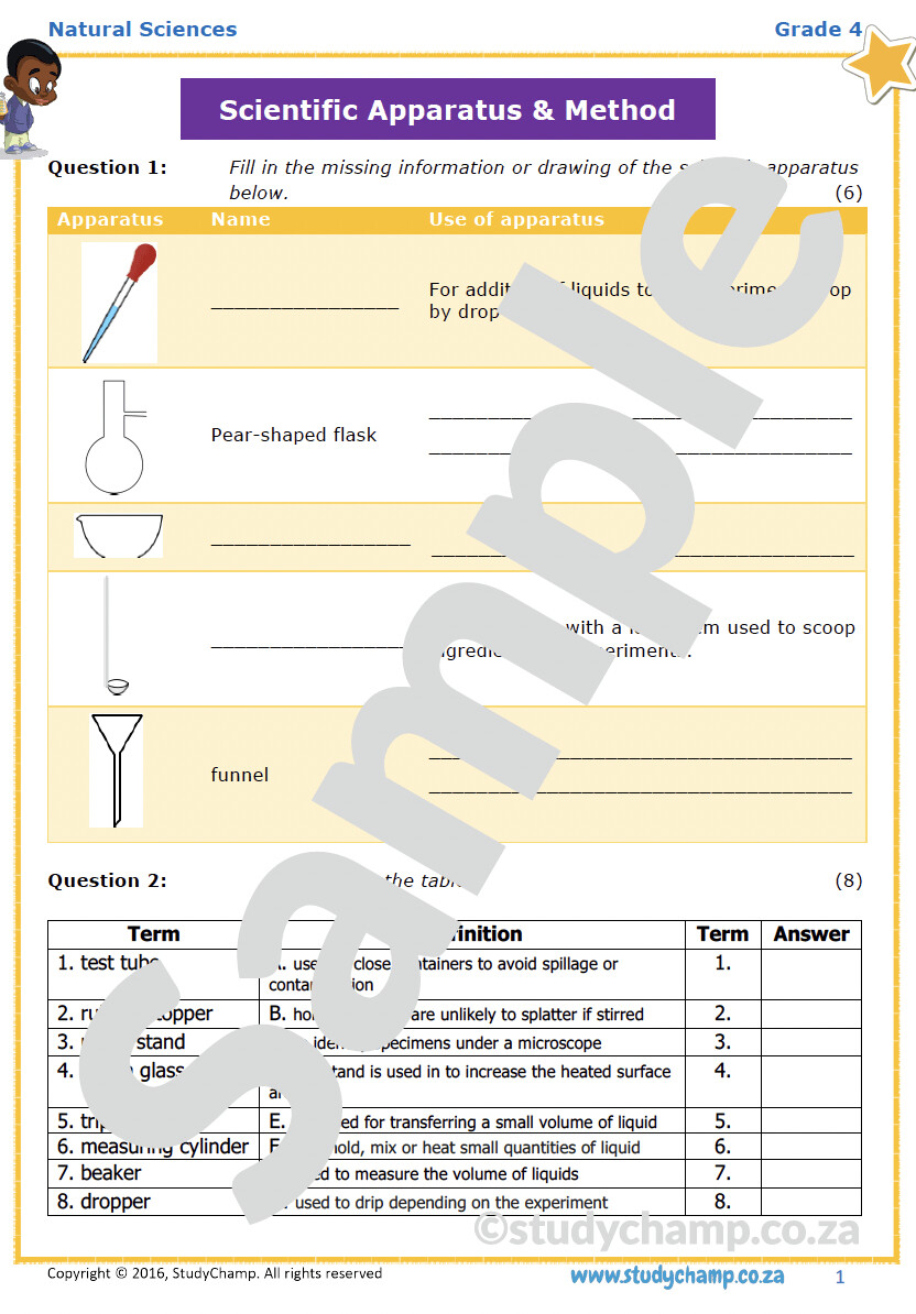 Grade 4 Natural Sciences Test: Scientific Apparatus and Method