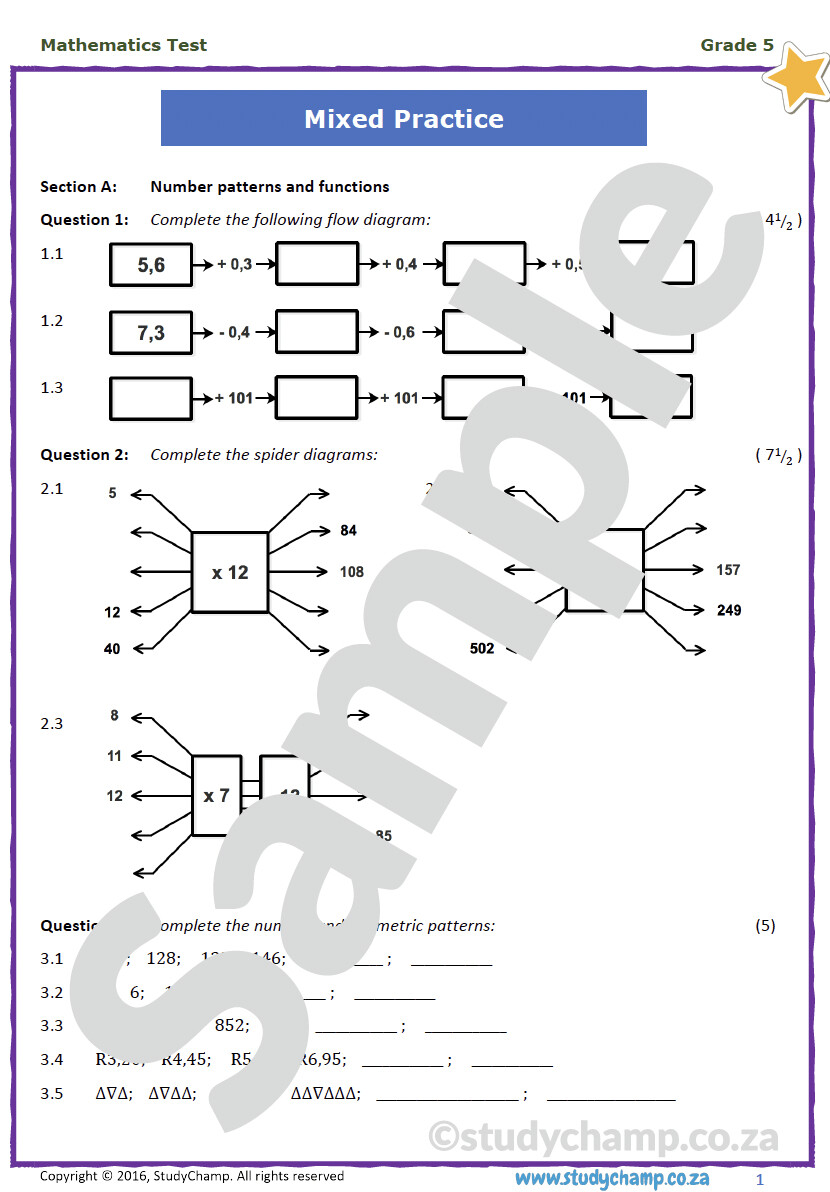 Grade 5 Mathematics Test: Mixed Concepts 1