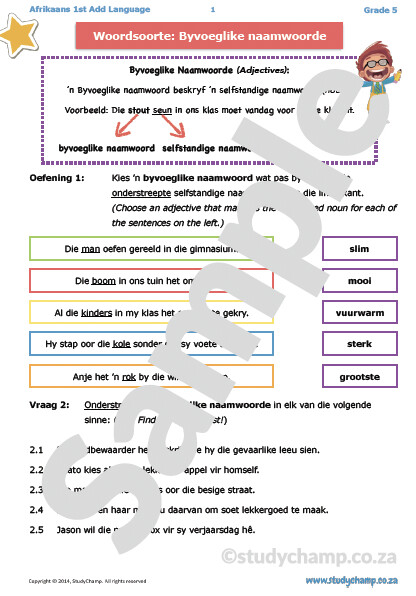 Grade 5 Afrikaans Byvoeglike Naamwoorde En Bywoorde Grade 5 Afrikaans Byvoeglike Naamwoorde En Bywoorde