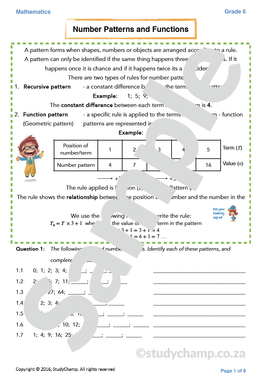 Grade 6 Maths Workbook: Number Patterns