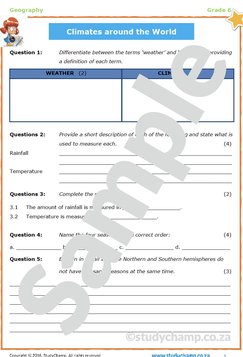 Grade 6 Geography Test: Climate around the World