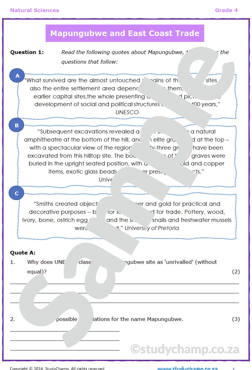Grade 6 History Year-end Exam Revision workbook