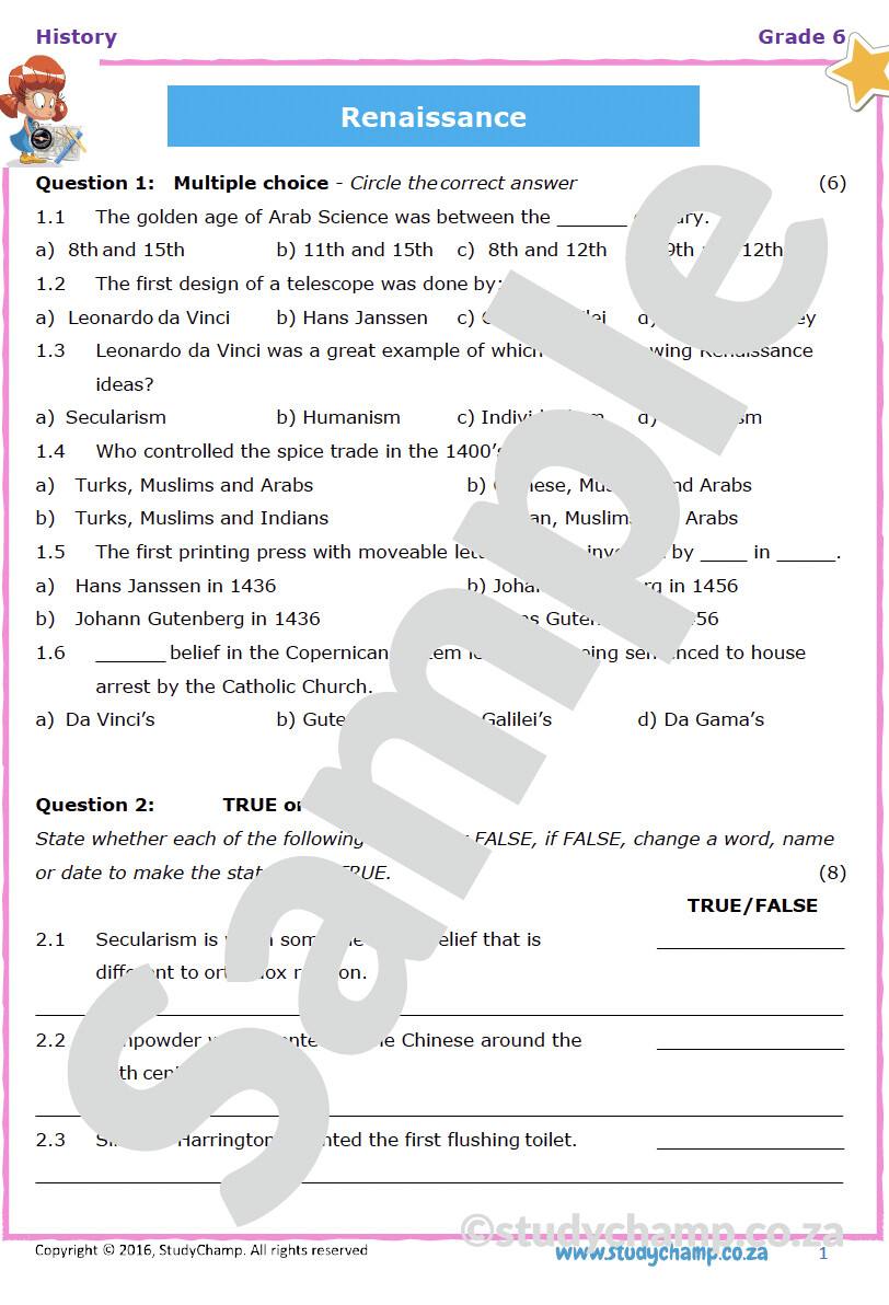Grade 6 History Test: The Renaissance