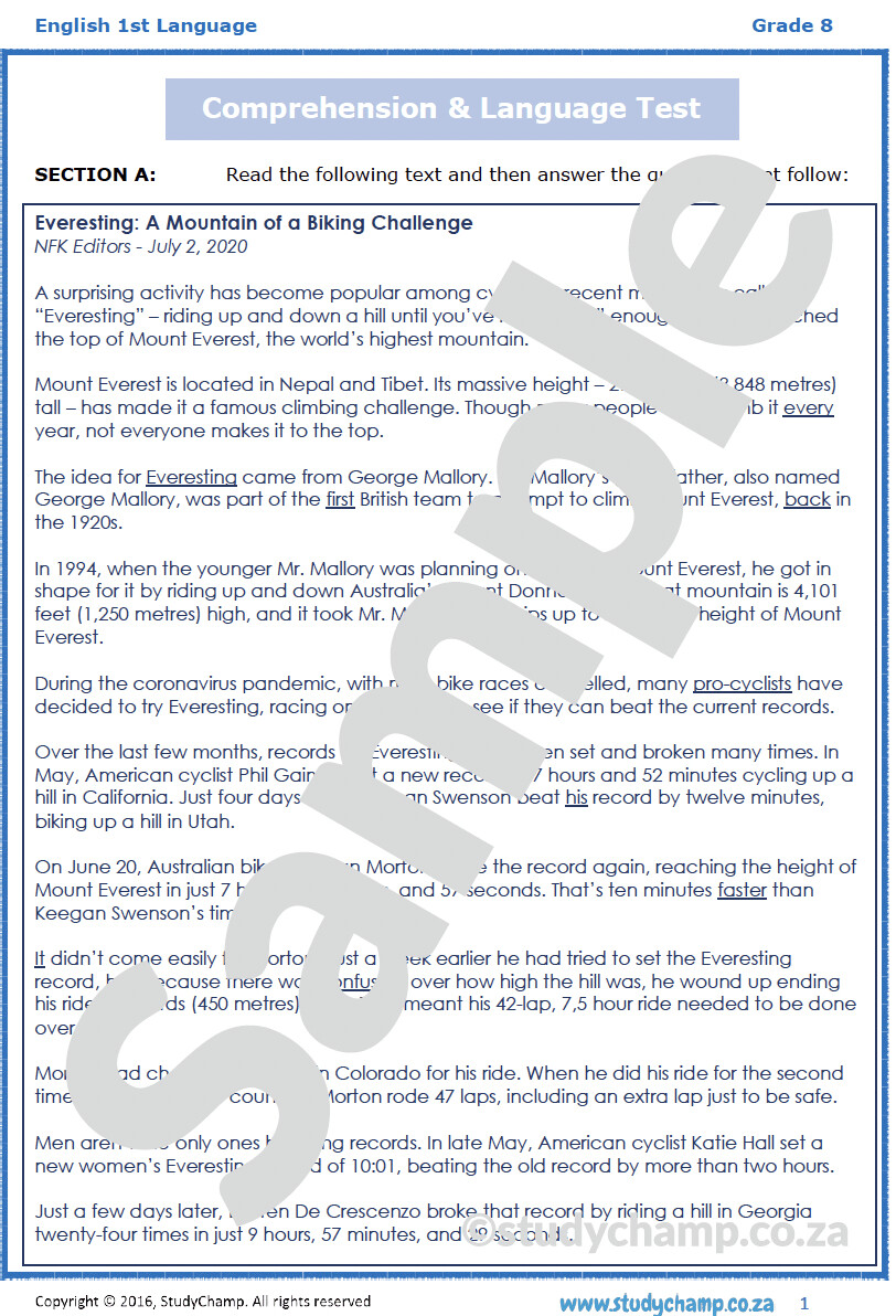 Grade 8 English Workbook Comprehension And Language 3 Grade 8 English Workbook Comprehension And Language 3