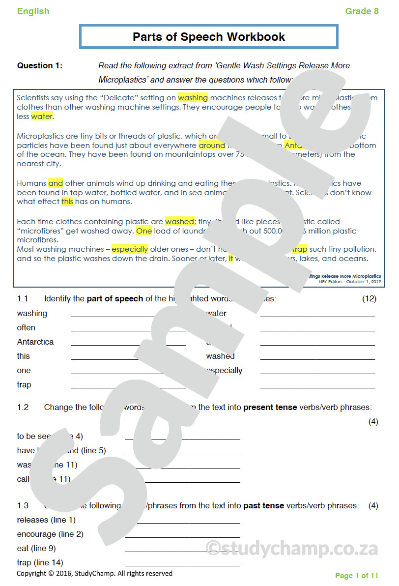 Grade 8 English Worksheet Parts Of Speech Application Grade 8 English Worksheet Parts Of Speech Application