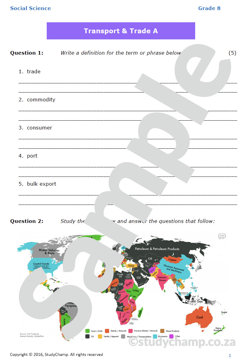 Grade 8 Geography Test: Transport and Trade 1