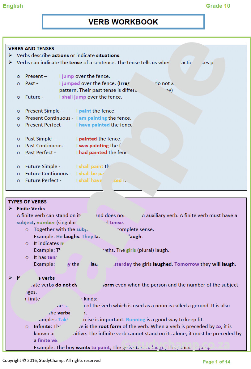 Grade 10 English: Verbs