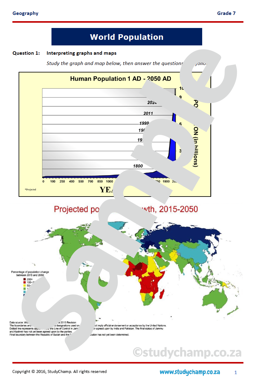 Grade 7 Geography Test: World Population