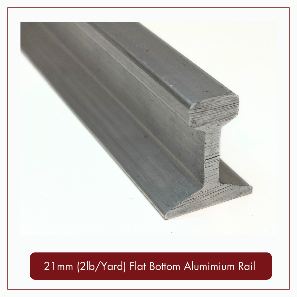 21mm (2lb/Yard) Flat Bottom Aluminium Rail - 2.5m Length