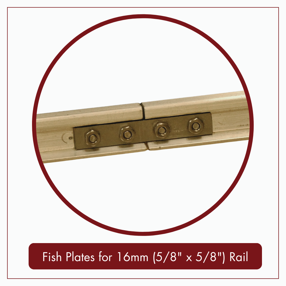 Fish Plates for 16mm (5/8" x 5/8") - Flat Bottom Aluminium Rail