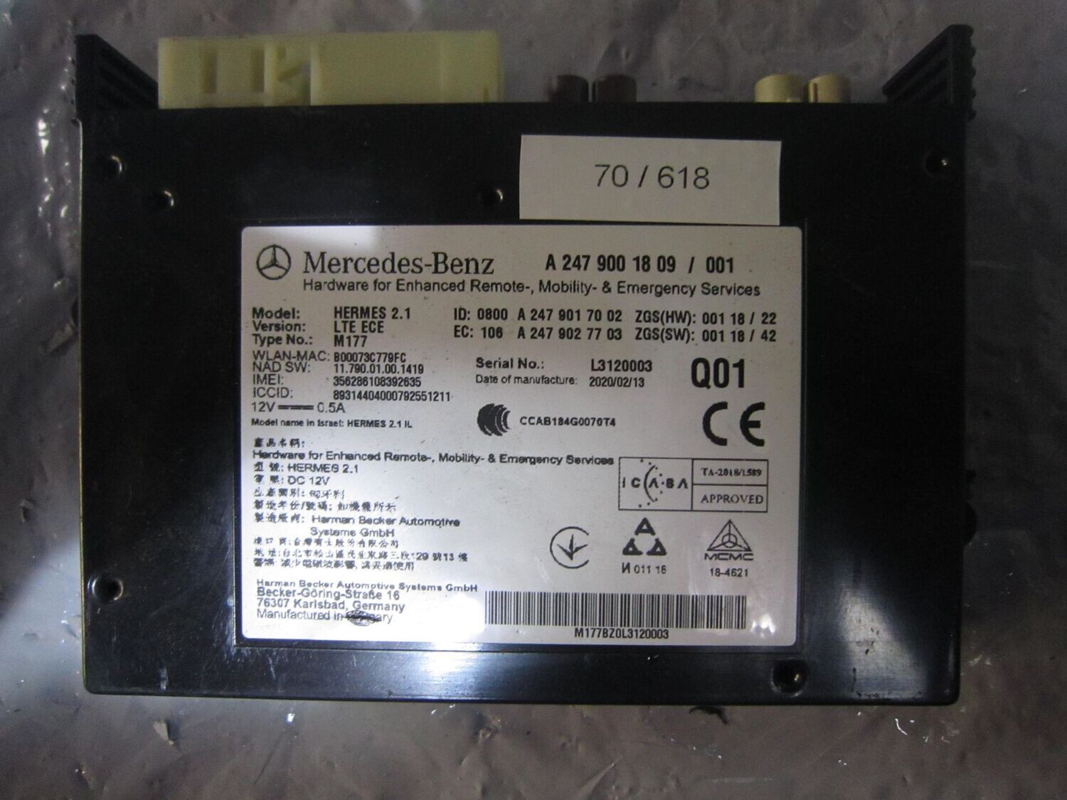 70-618 Centralina Controllo Telematico Becker A 247 900 18 09 / 001 ...