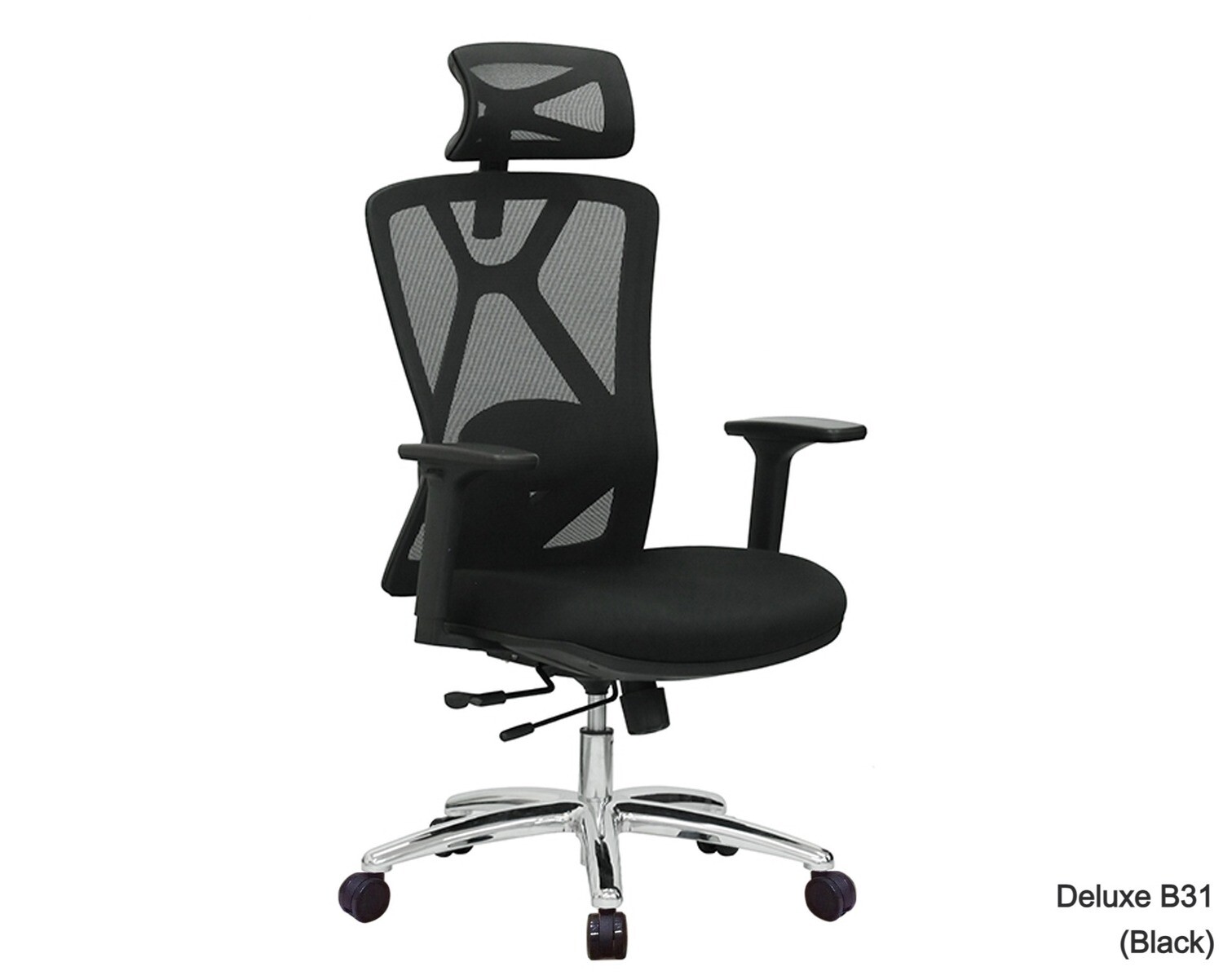 Ofix Deluxe-B31 High Back Mesh Chair, Adjustable Backrest, Lumbar 3D Armrest With Seat Slide (Black)