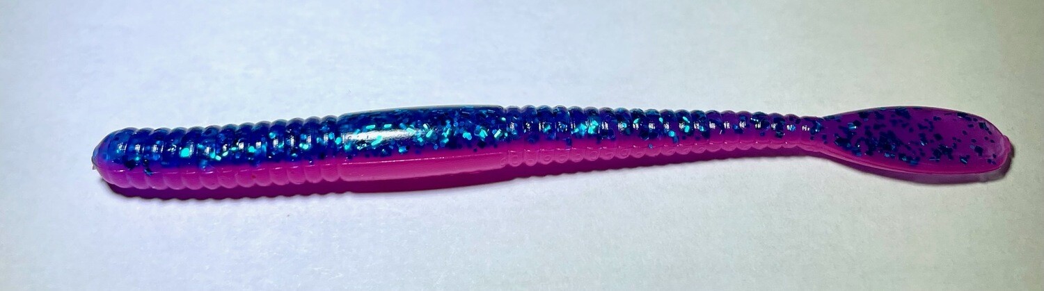 4" Paddle Tail Worm - Hot Pink/Blue Lam