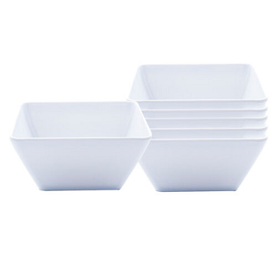 MELAMINE SQUARE BOWLS (15X15CM 6 PK)
