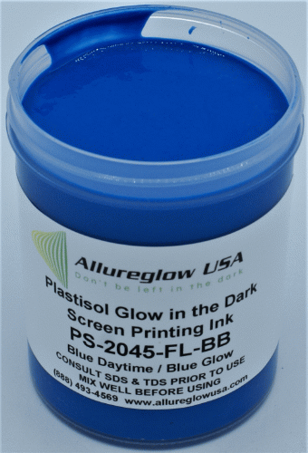 PS-2045-FL-BB-8OZ PLASTISOL FLUORESCENT BLUE DAYTIME BLUE GLOW IN THE ...