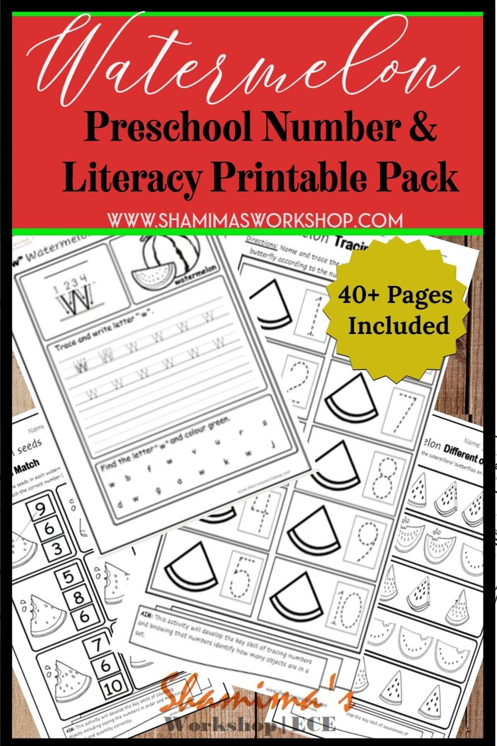 Watermelon Preschool Number & Literacy Printable Pack