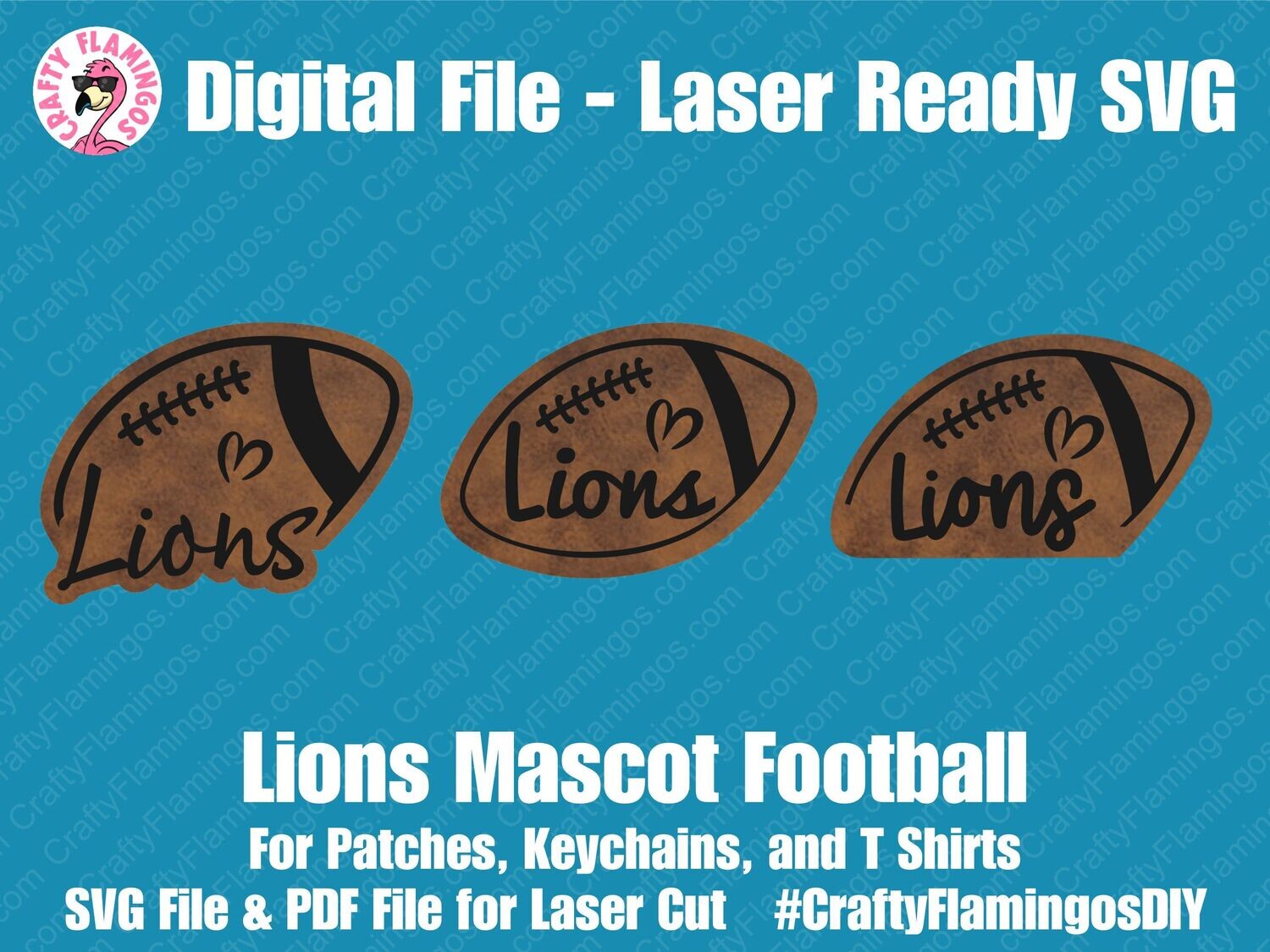Lions Football Patch - 3 styles - Patches, Keychain, & Tees - SVG Laser ...