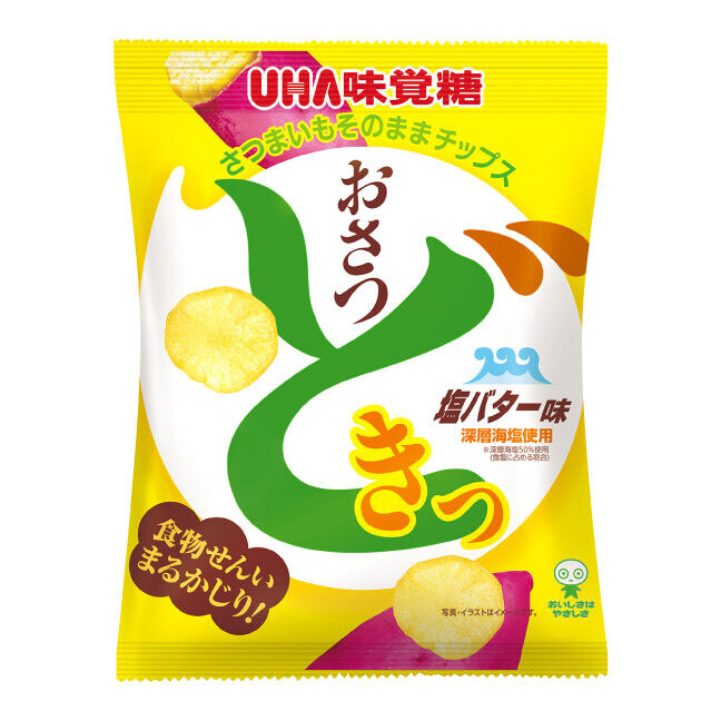 UHA "Osatsu Doki" Sweet Potato Chips, Salt Butter Flavor, 65g in 1 bag