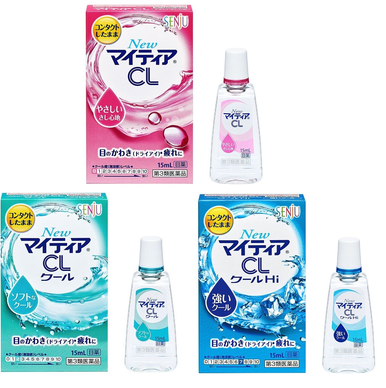 Senju, My Tear CL Series, Eye Drops, Three Kinds