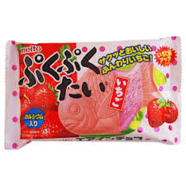 Meito "Puku Puku Tai, Strawberry", Taiyaki Shaped Monaka, 17g