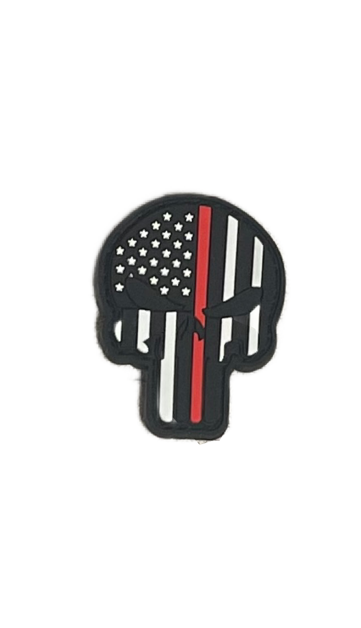 Punisher w/ Redline Flag Patch with Velcro Back 2”x2”