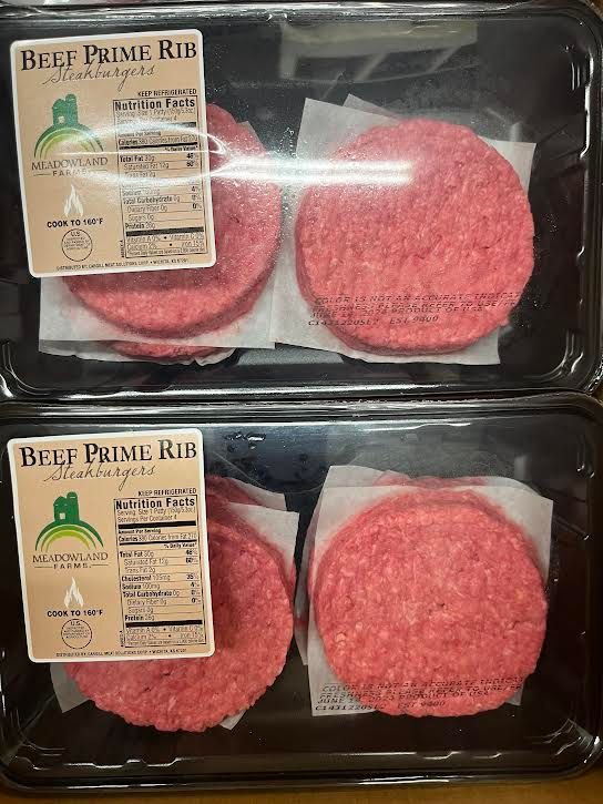 2 - packs Prime Rib Burgers Pick up August 2nd & 3rd